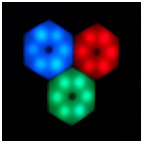 Набор светильник сенсорный "соты с пультом" 3 шт, 85х75мм, RGB, 3*ААА (не в компл.)