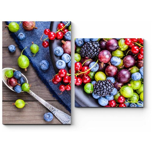 Модульная картина Россыпь сочных ягод 40x30