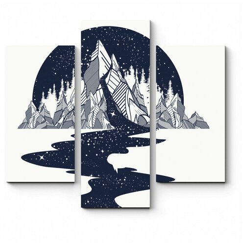 Модульная картина Звездная река в горах 70x63