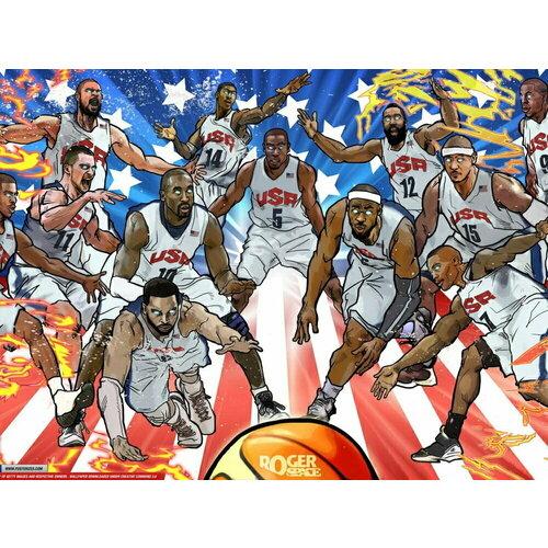 Плакат, постер на бумаге USA Basketball/Американская сборная Баскетбол/спорт. Размер 42 х 60 см