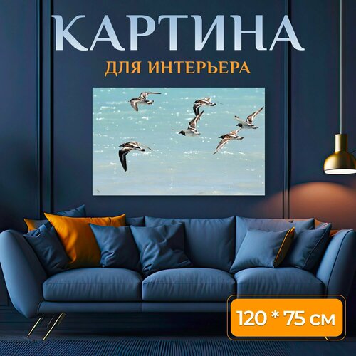 Картина на холсте "Тело из воды, птицы, дикая жизнь" на подрамнике 120х75 см. для интерьера