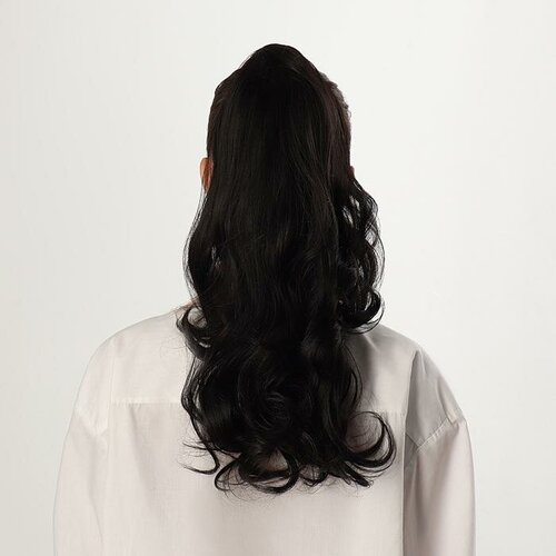Хвост накладной, волнистый волос, на крабе, 40 см, 150 гр, цвет чёрный(#HTY4В)