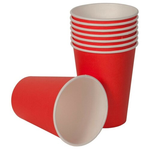 Набор одноразовых красных бумажных стаканов Сupmaker, красный, объем 250 мл, 50 шт плотная бумага, однослойные. Полный объем 280 мл. Для кофе, чая, холодных и горячих напитков.