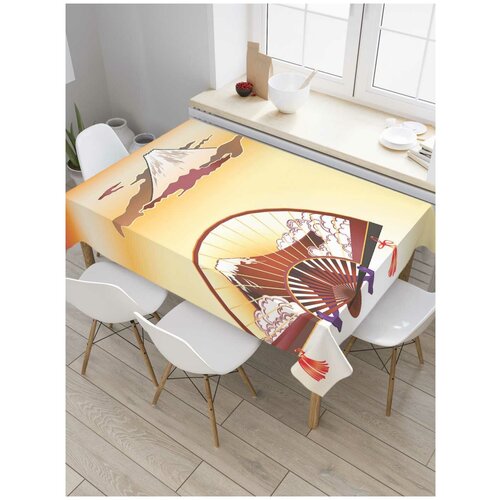 Скатерть прямоугольная JoyArty на кухонный стол "Фудзияма на японском веере" из оксфорда, 120x145 см
