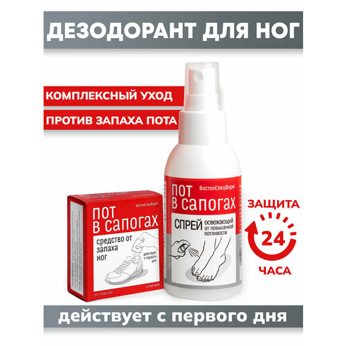 Набор: дезодорант-спрей от запаха пота + порошок