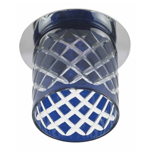 Светильник декоративный стеклянный стакан "ромб" g9, 220v, 40w, ЭРА хром/синий