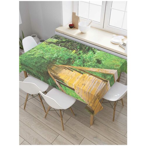 Скатерть прямоугольная JoyArty на кухонный стол "Летняя зелень" из оксфорда, 180x145 см