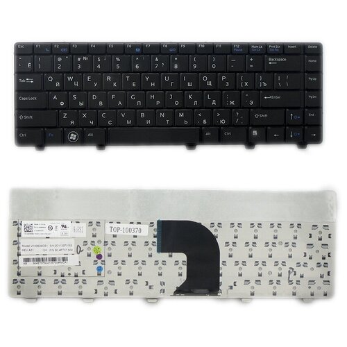 Клавиатура для ноутбука Dell Vostro 3300, 3400, 3500 Series. Плоский Enter. Черная, без рамки. PN: NSK-DH30R