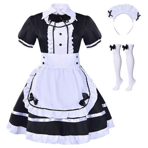Японский Аниме костюм для косплея черно-белый женский платье горничной Готическая Лолита косплей платье милые кавайное платье костюм на Хэллоуин Love Nikki L