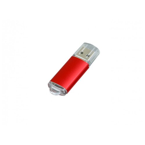 Металлическая флешка с прозрачным колпачком (128 Гб / GB USB 2.0 Красный/Red 018)