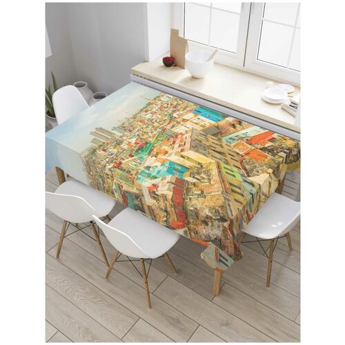 Скатерть прямоугольная JoyArty на кухонный стол "Старый город сверху" из оксфорда, 120x145 см