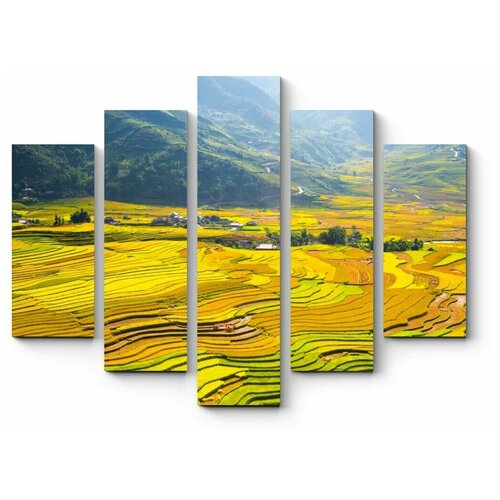 Модульная картина Рисовые поля у подножия гор Вьетнама 75x60