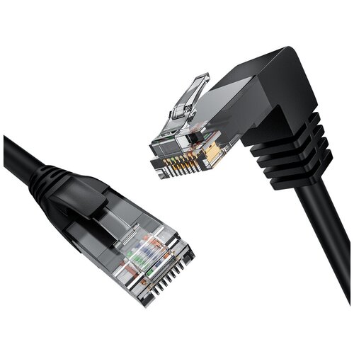 GCR Патч-корд 7.5m UTP кат.6, черный, нижний угол, литой, ethernet high speed, RJ45, T568B