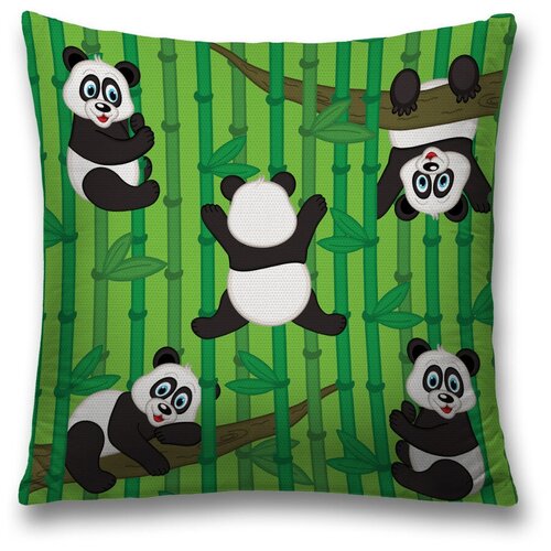 Наволочка декоративная на молнии, чехол на подушку JoyArty "Добрые панды" 45х45 см