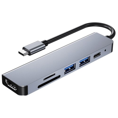 USB 3.0 хаб адаптер док-станция 6-в-1 подключение Type-C