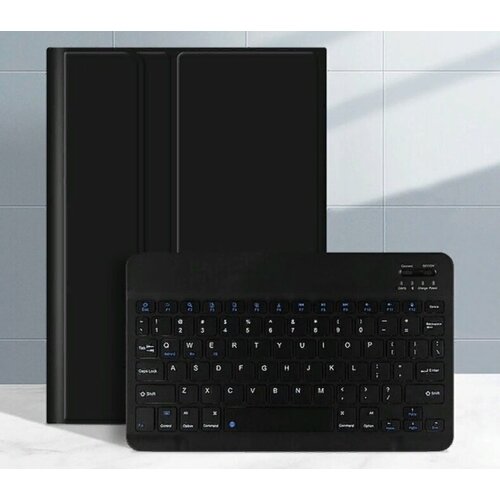 Клавиатура с чехлом MyPads для iPad 10 10.9 2022 съёмная беспроводная Bluetooth-клавиатура черная кожаная