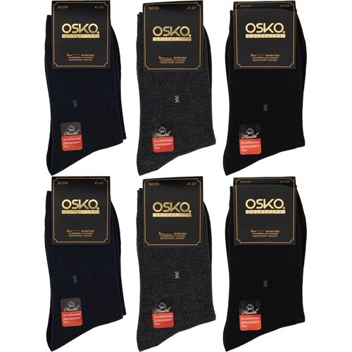 Носки OSKO, 12 пар, размер 41-47, черный, синий, серый, коричневый