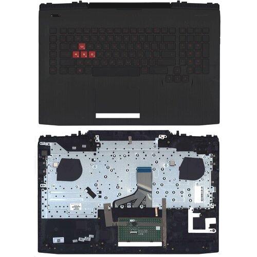 Клавиатура для ноутбука HP Omen 17-AN топкейс красный шрифт (7.4x5.0)