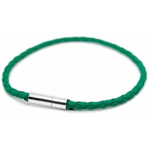 Плетеный браслет Handinsilver ( Посеребриручку ) Браслет плетеный кожаный с магнитной застежкой, 1 шт., размер 17 см, зеленый