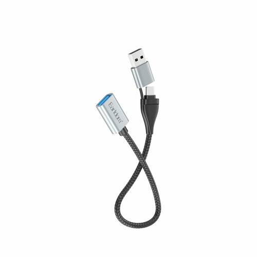 Переходник/адаптер Earldom OT83, OTG 2-in-1, USB3.0 to USB/Type-C, 26 см, Черный+Серебристый