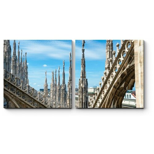 Модульная картина Мраморные скульптуры Миланского собора90x45