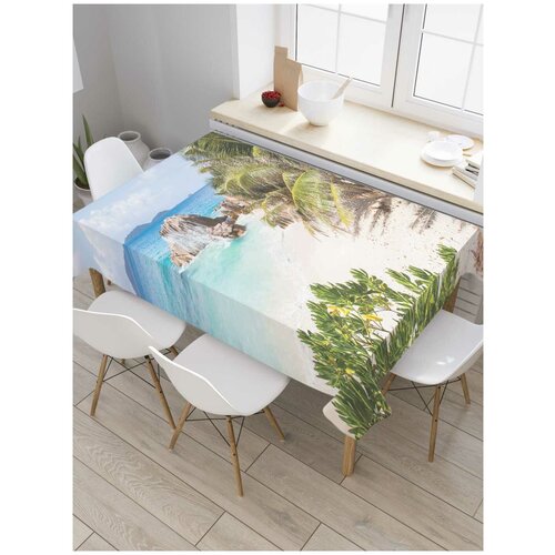 Скатерть прямоугольная JoyArty на кухонный стол "Тропический отдых" из оксфорда, 120x145 см