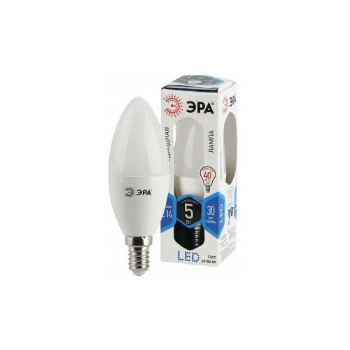 Светодиодная LED лампа ЭРА стандарт свеча C35 E14 5W 4000K 4K B35-5w-840-E14 8862 (упаковка 25 штук)