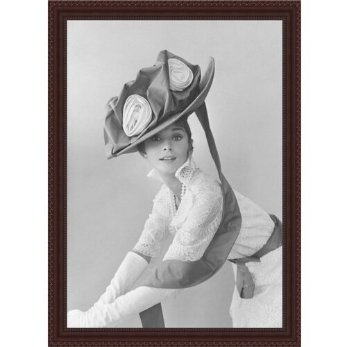 Фотопортрет актрисы Одри Хепберн, печать на холсте 21х30 см, в рамке