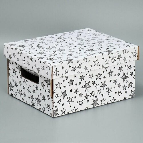 Складная коробка белая "Звёзды", 32.2 х 25.2 х 16,4 см