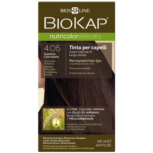 BioKap Nutricolor Delicato стойкая крем-краска для волос, 4.05 шоколадный каштан, 140 мл