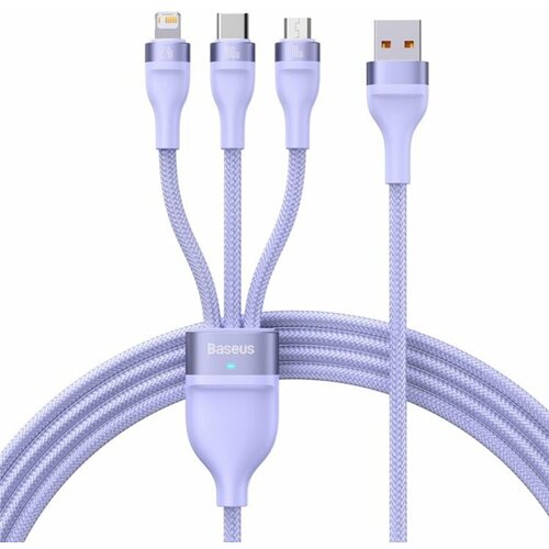 Кабель Baseus Flash Series II One-for-three Fast Charging Data Cable USB to M+L+C 100W 1.2m Purple (CASS030005)