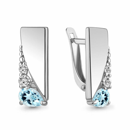 Серьги Diamant online, серебро, 925 проба, фианит, топаз, голубой