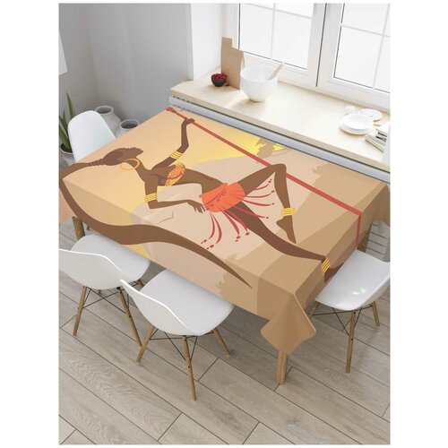 Скатерть прямоугольная JoyArty на кухонный стол "Воительница в африке" из оксфорда, 120x145 см