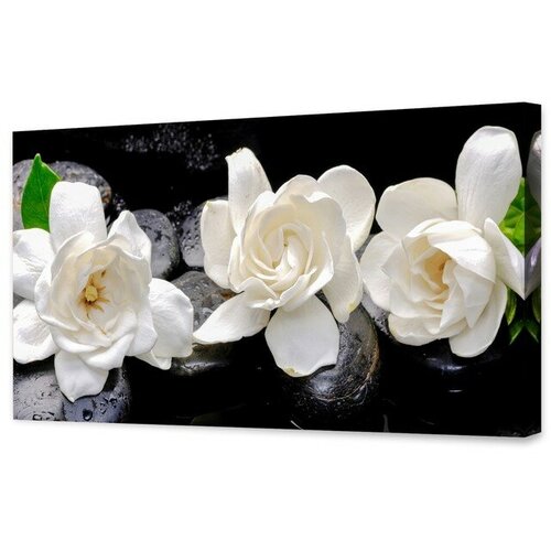 Картина на холсте "Белые цветы" 50х100 см