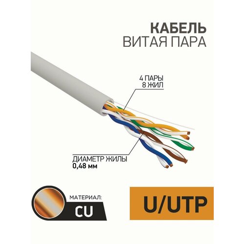 Кабель провод витая пара медный U/UTP,5e 50м PROconnect