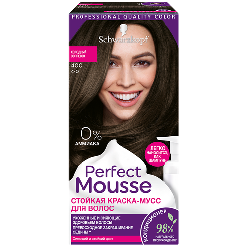 Perfect Mousse стойкая краска-мусс для волос, 400, Холодный эспрессо, 35 мл