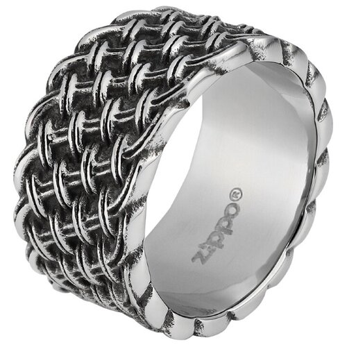 Кольцо плетеное Zippo, серебряный, черный