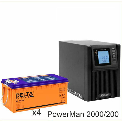 ИБП POWERMAN ONLINE 2000 Plus + Delta GEL 12-200