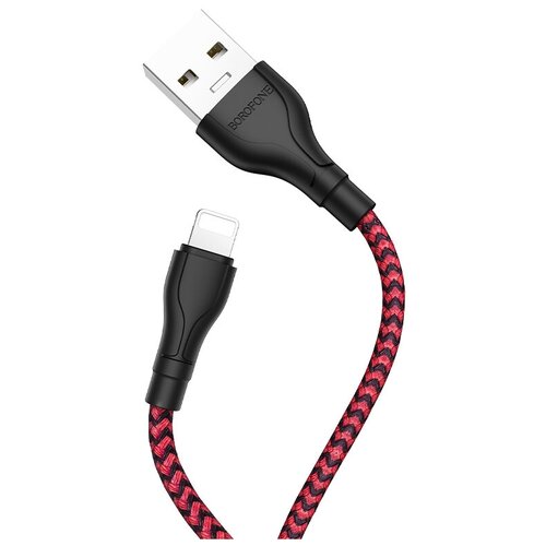 Кабель USB BOROFONE BX39 Beneficial, USB - Lightning, 2.4А, 1 м, черно-красный