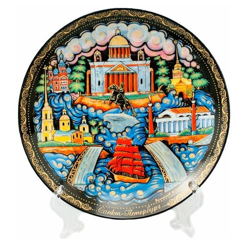 Подарки Сувенирная тарелка "Над Петропавловкой" (15 см) / Санкт-Петербург