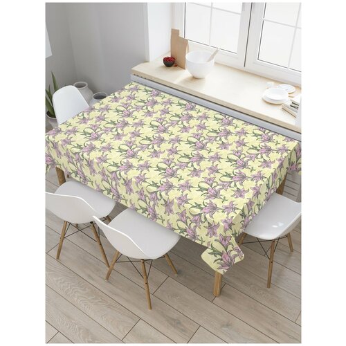 Скатерть прямоугольная JoyArty на кухонный стол "Винтажные лилии" из оксфорда, 120x145 см