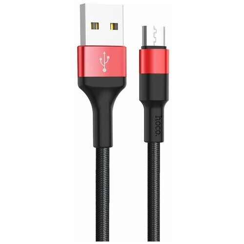 USB кабель HOCO X26 Xpress MicroUSB нейлон 1м (черный, красный)