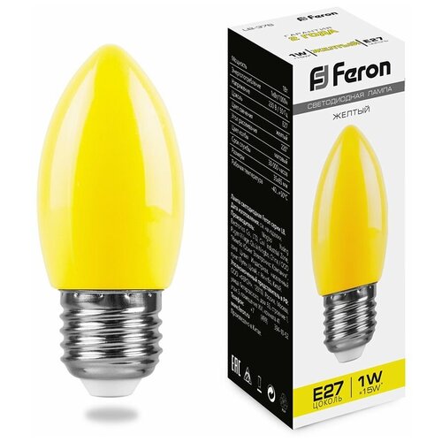 Лампа светодиодная Feron LB-376 25927, E27, C35, 1 Вт, 2700 К