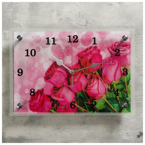 Сюжет Часы настенные, серия: Цветы, "Розовые розы", 25х35 см, микс