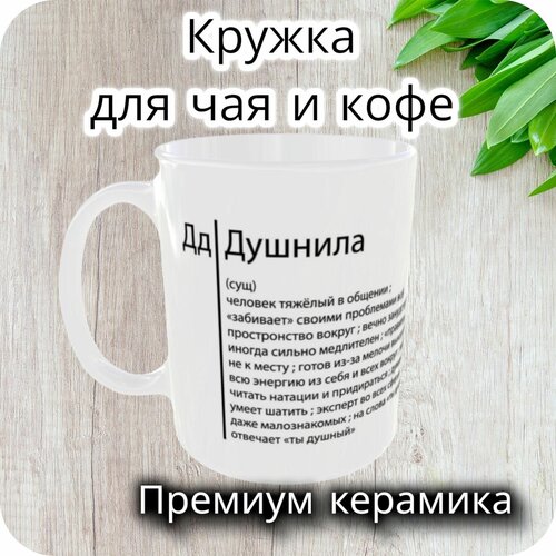 Кружка с принтом / Кружка подарок " Душнила + Кот "