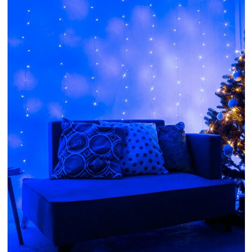 Гирлянда штора новогодняя светодиодная . синий свет , 240 ламп, 3х2 метра , c пультом , Martinson