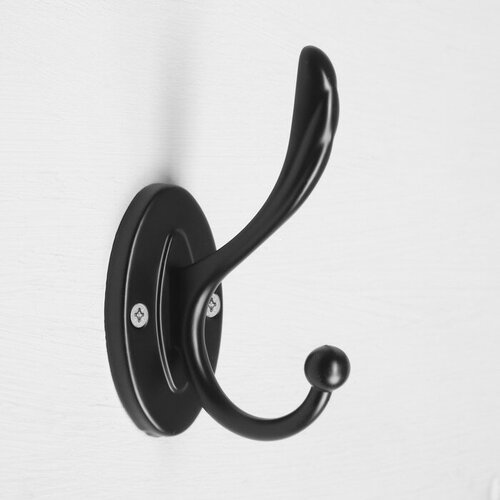 Крючок мебельный KMC005BL CAPPIO, двухрожковый, цвет черный