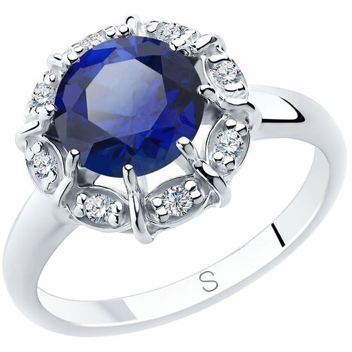 Кольцо Diamant online, серебро, 925 проба, корунд, фианит, размер 17, серебристый