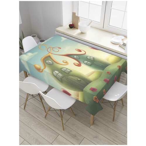 Скатерть прямоугольная JoyArty на кухонный стол "Волшебное поместье гномов" из оксфорда, 120x145 см