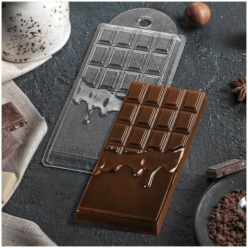 Форма для шоколада 7х15х1 см "Шоколад горячий"/Форма для льда/ конфет/ форма силиконовая/кулинарная/кондитерский молд